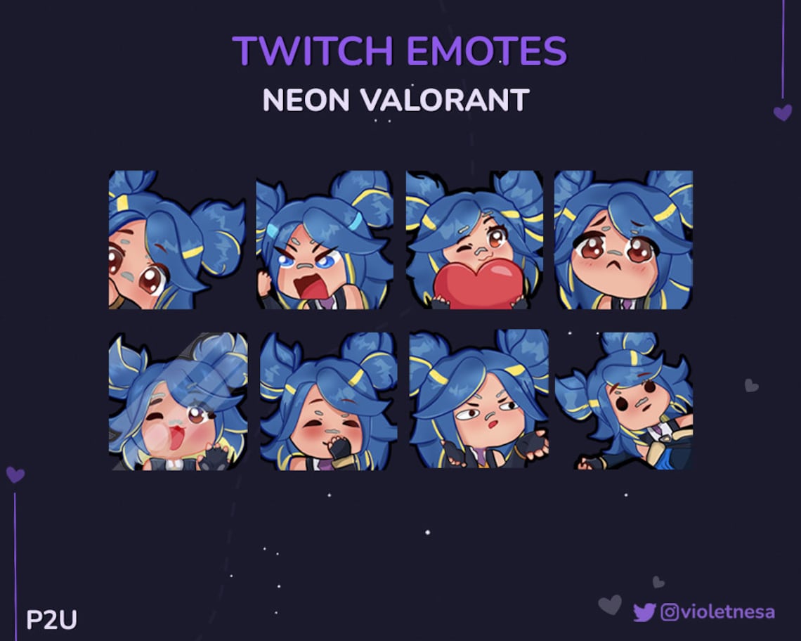 Cute Valorant Neon Emotes BUNDLE 8 Emotes | Twitch, Discord, Youtube ...