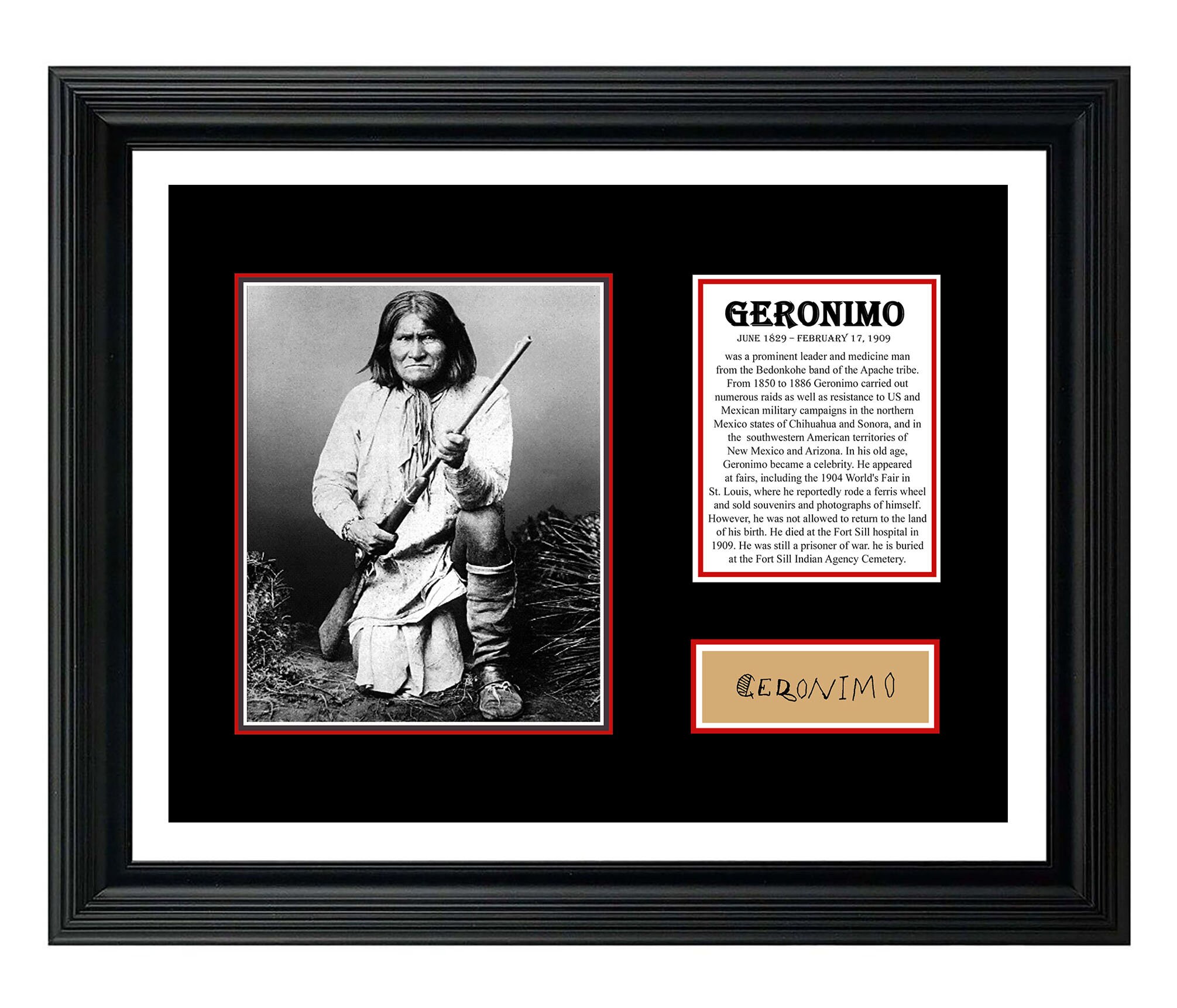 GERONIMO AUTOGRAPH Replica Display beautifully Framed Wild - Etsy