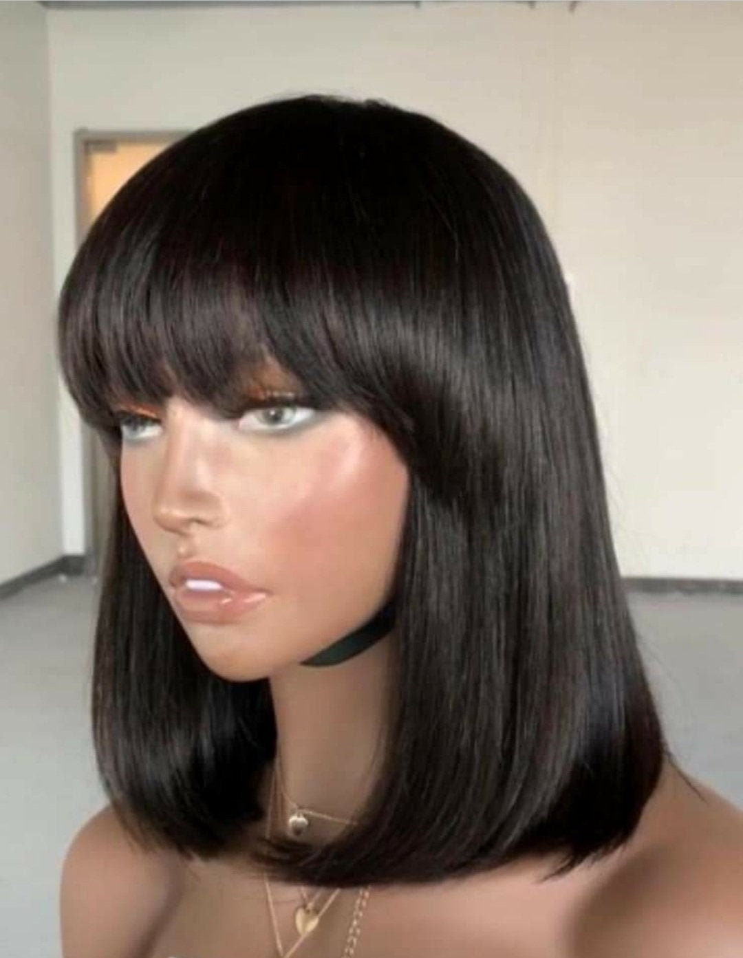 Exotische, Fransen Bob-Cut menschliche Haar Perücke - Etsy.de