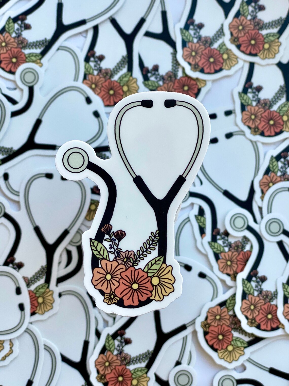 Floral Stethoscope Sticker - Etsy
