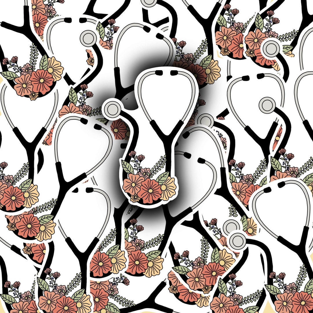 Floral Stethoscope Sticker - Etsy
