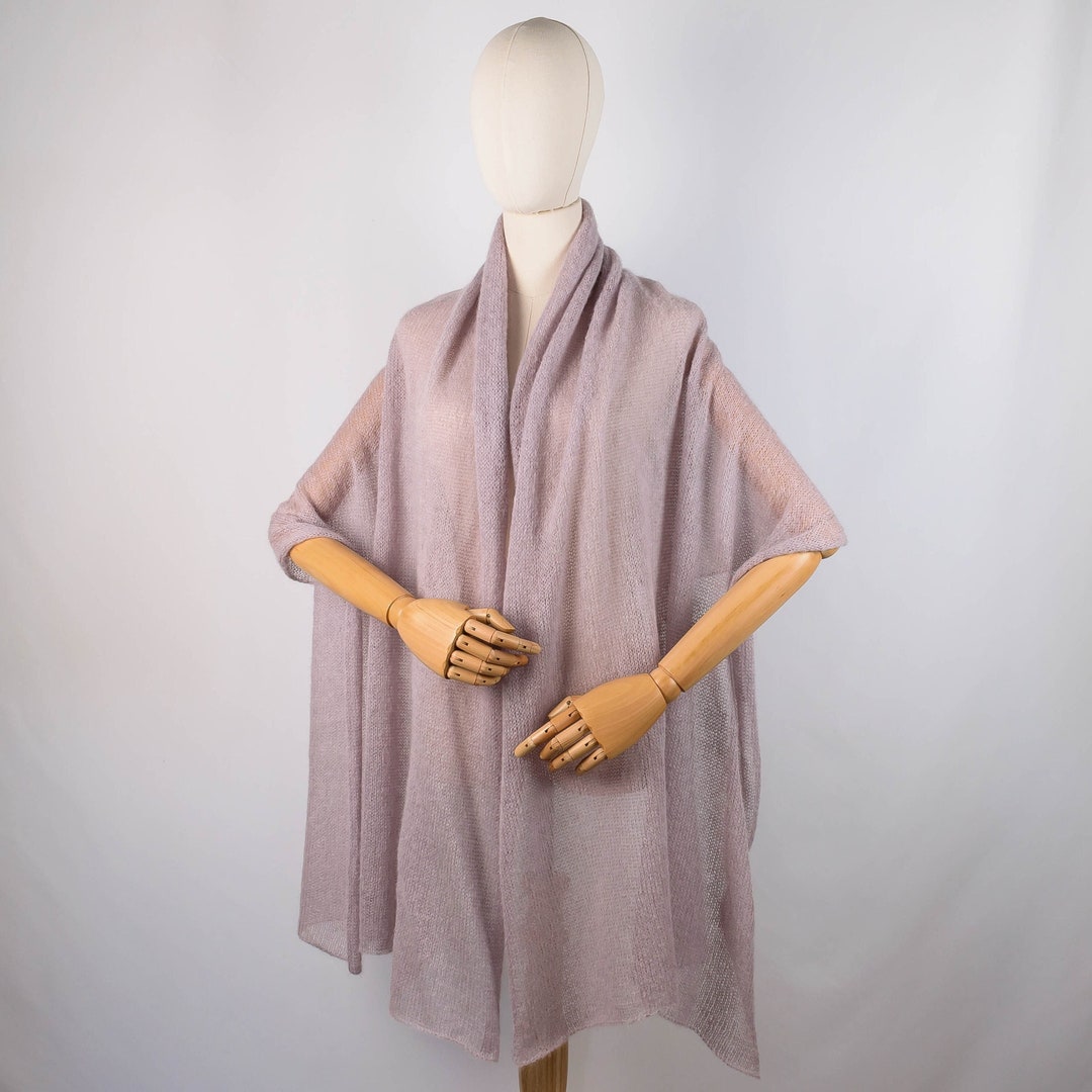 Wedding Scarf Gray-lilac / Wedding Cape Shawl / Mohair Wrap / Winter ...