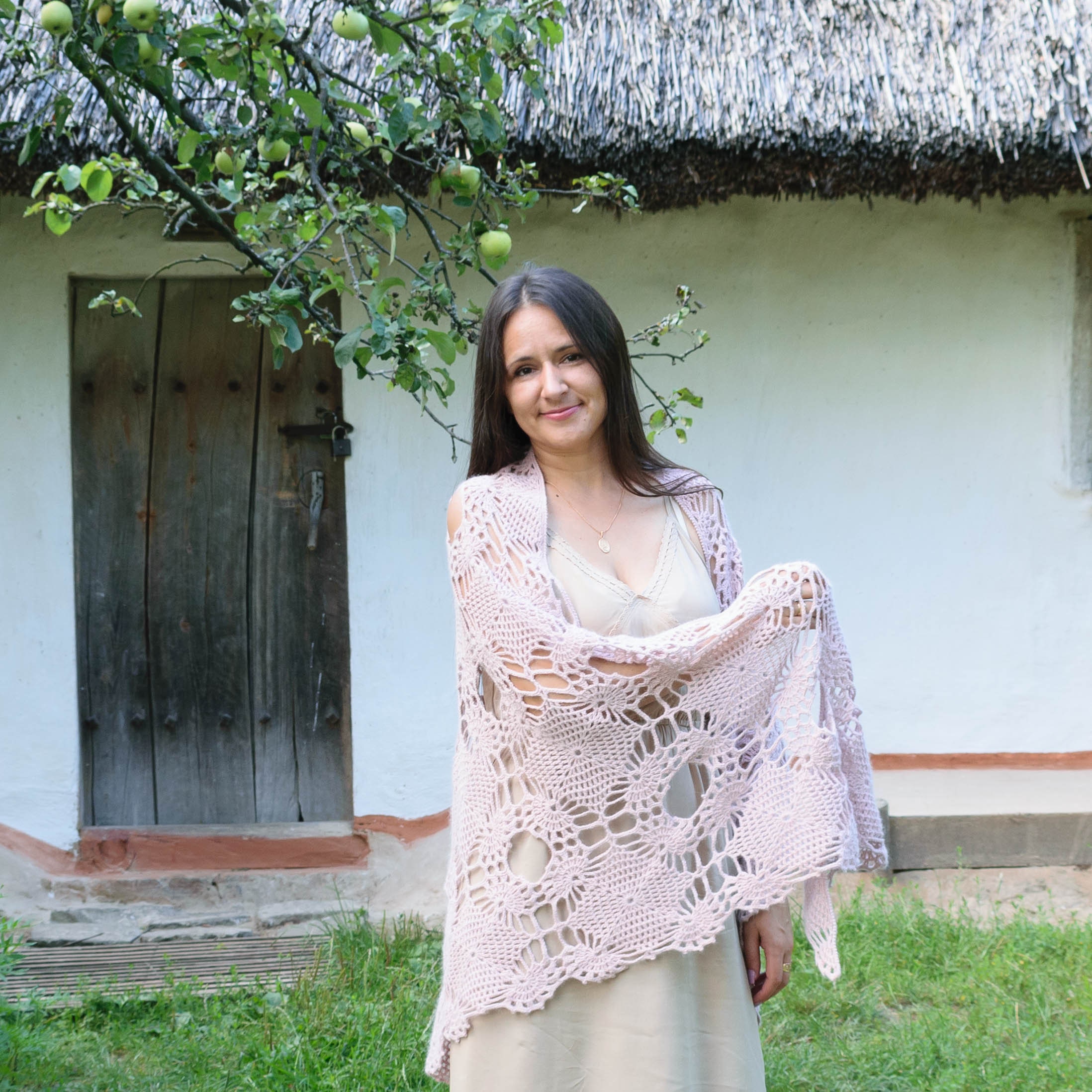 Extra Large Angora Crochet Shawl Scarf /pink Crochet Lace Triangular ...