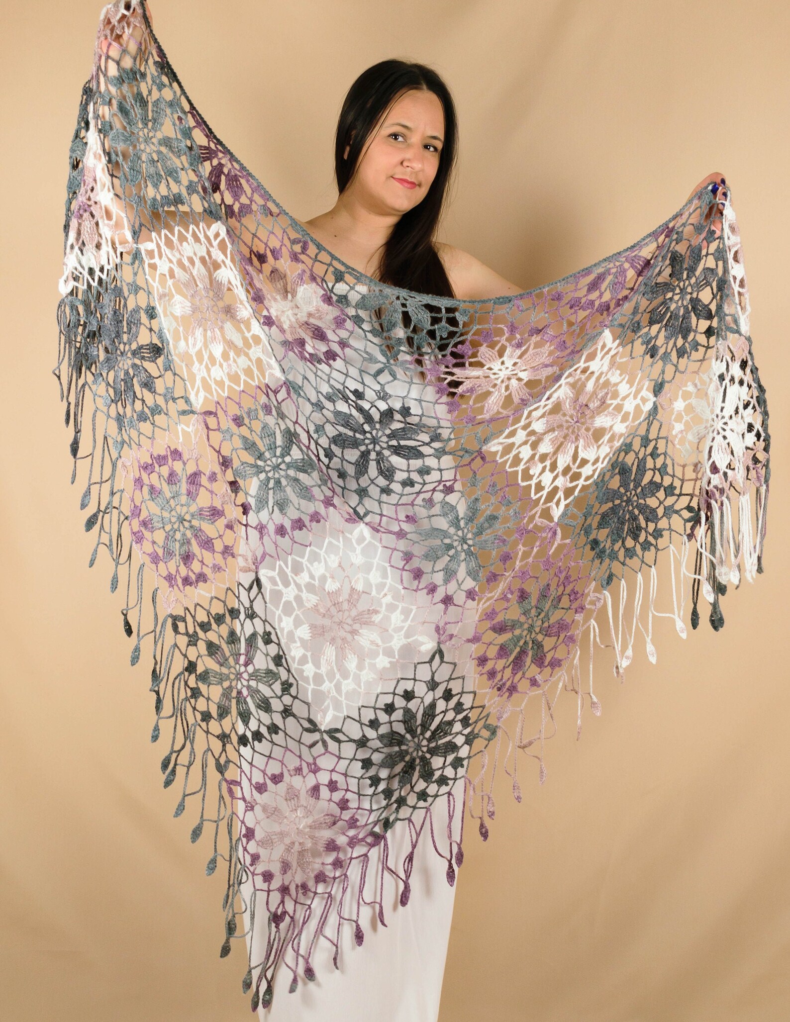 Wedding Shawls & Wraps/large Triangular Melange Shawls With - Etsy