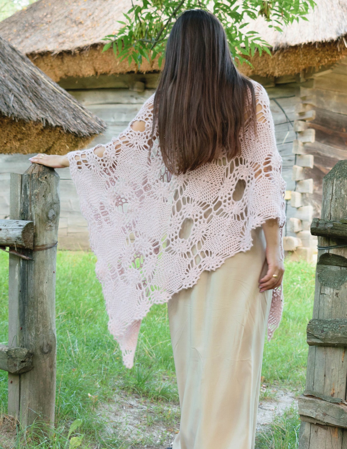 Extra Large Angora Crochet Shawl Scarf // Pink Crochet Lace | Etsy