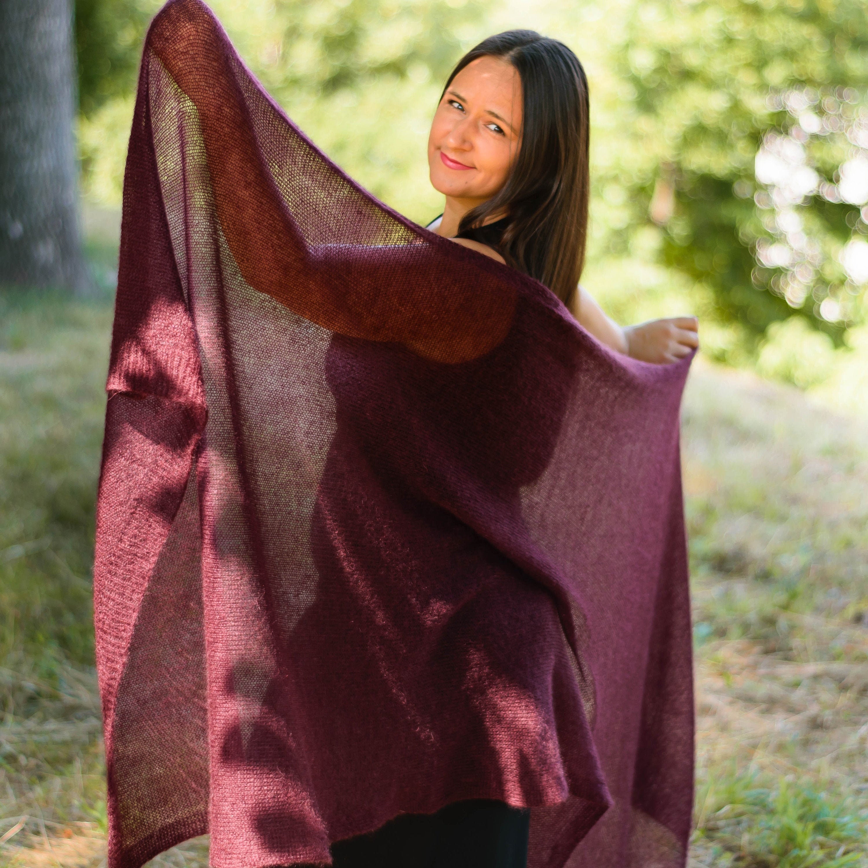 Wine Wedding Scarf / Wedding Cape Shawl / Mohair Wrap / Winter Wedding ...