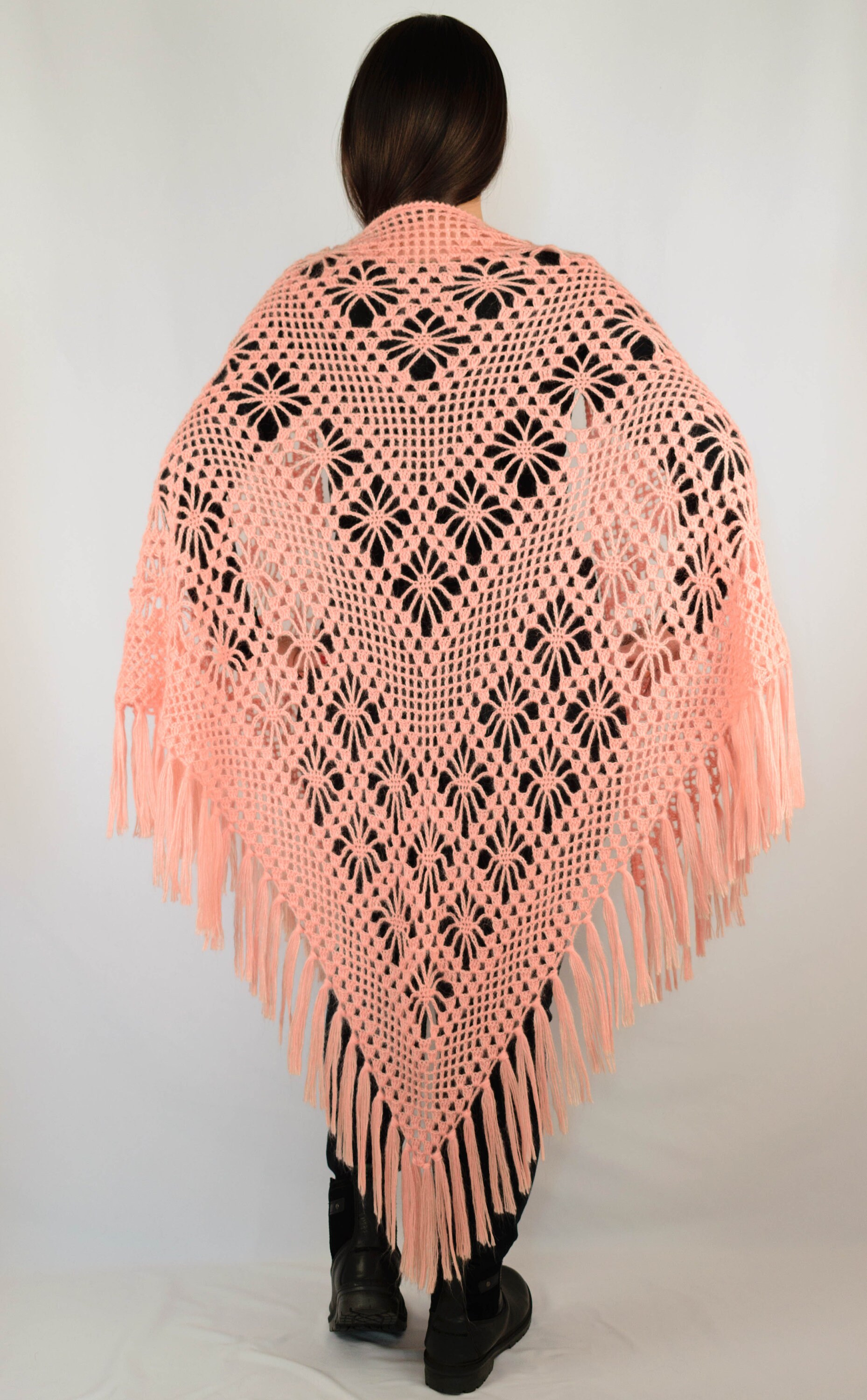 Mohair Crochet Shawl / Large Triangular Shawls With Threads / Warm ...