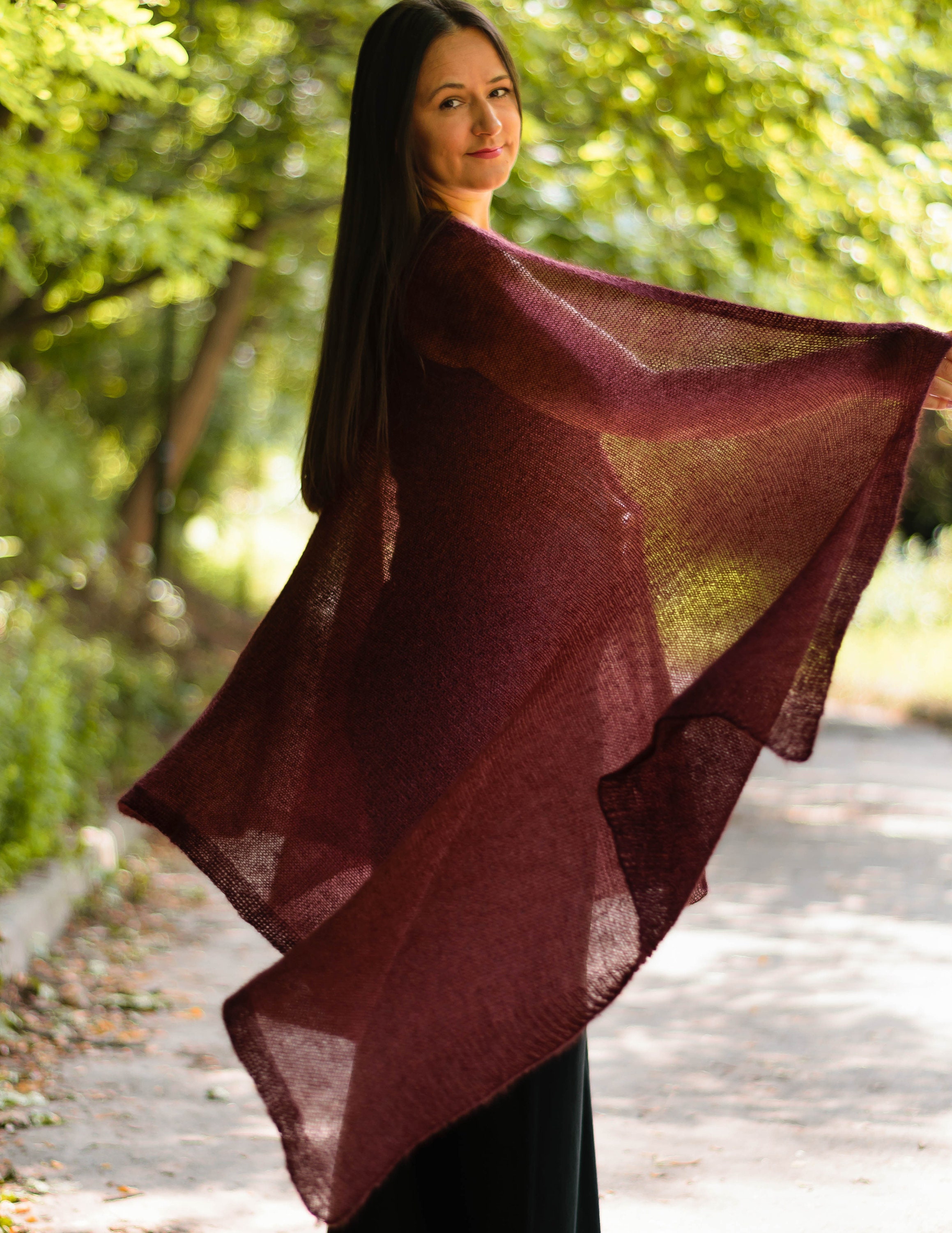 Wine Wedding Scarf / Wedding Cape Shawl / Mohair Wrap / Winter - Etsy