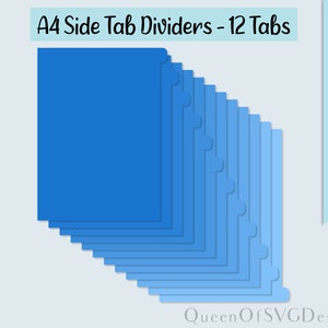 A4 Tab Dividers-12 Tabs SVG | Planning Clipart | Cut File Cricut ...