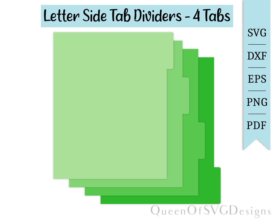 Letter Side Tab Dividers-4 Tabs SVG | Planning Clipart | Cut File ...