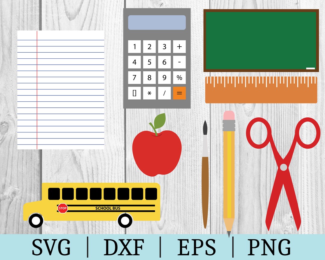 Back to School Bundle SVG | School Clipart | Cut File | Supplies File ...