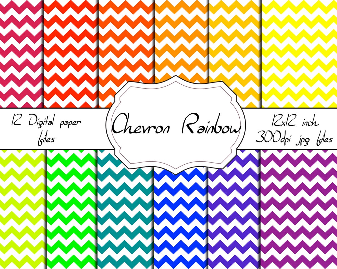 Rainbow Chevron Digital Paper | Scrapbook Clipart | Jpg | 300 Dpi | 12 ...