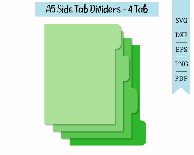 A5 Side Tab Dividers-4 Tabs SVG Planning Clipart Cut File | Etsy