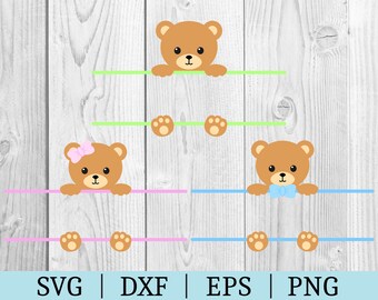 INSTANT Download. Teddy Bear Split Monogram Svg Cut File. - Etsy
