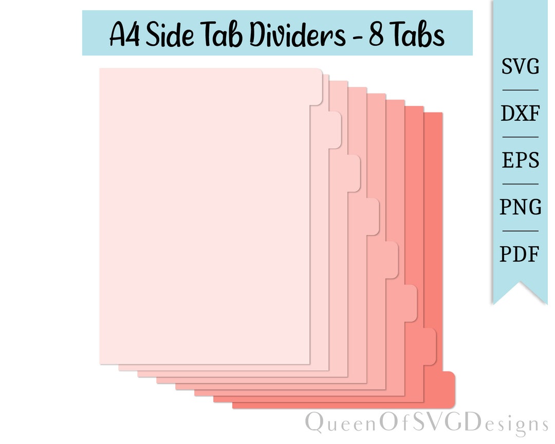 A4 Side Tab Dividers-8 Tabs SVG | Planning Clipart | Cut File Cricut ...