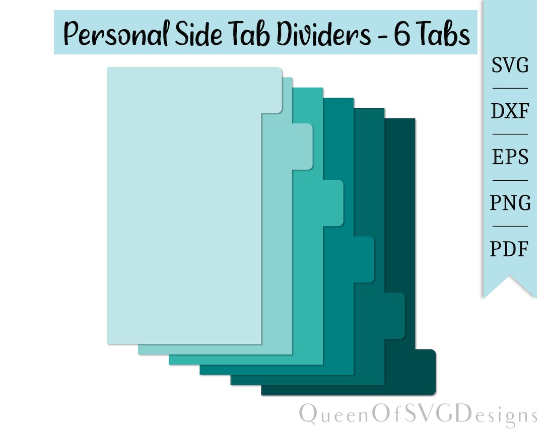 Personal Tab Dividers-6 Tabs SVG | Planning Clipart | Cut File Cricut ...