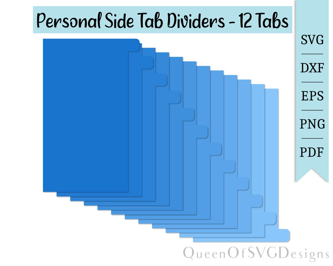 Personal Tab Dividers-12 Tabs SVG | Planning Clipart | Cut File Cricut ...