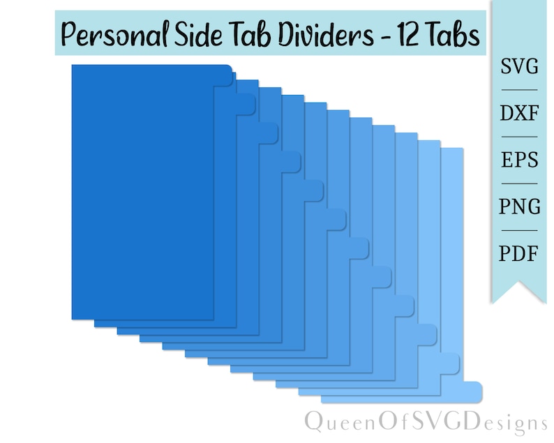 Personal Tab Dividers-12 Tabs SVG | Planning Clipart | Cut File Cricut ...