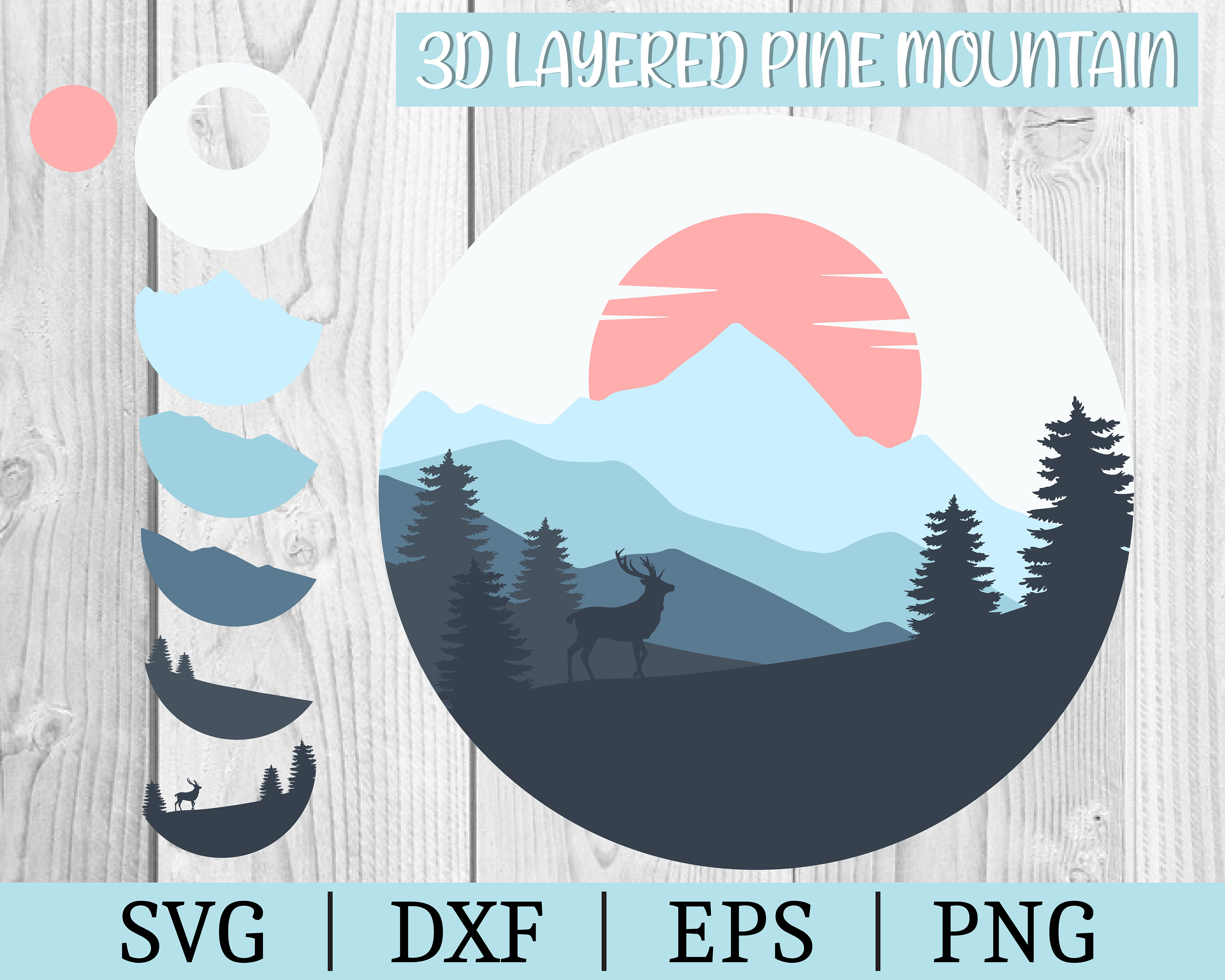 3D Layered Mountain SVG | Vector Clipart | Cut File | Paper Crafts File ...