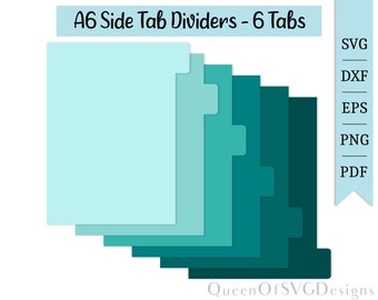 Letter Top Tab Dividers-6 Tabs SVG Planning Clipart Cut File Cricut ...