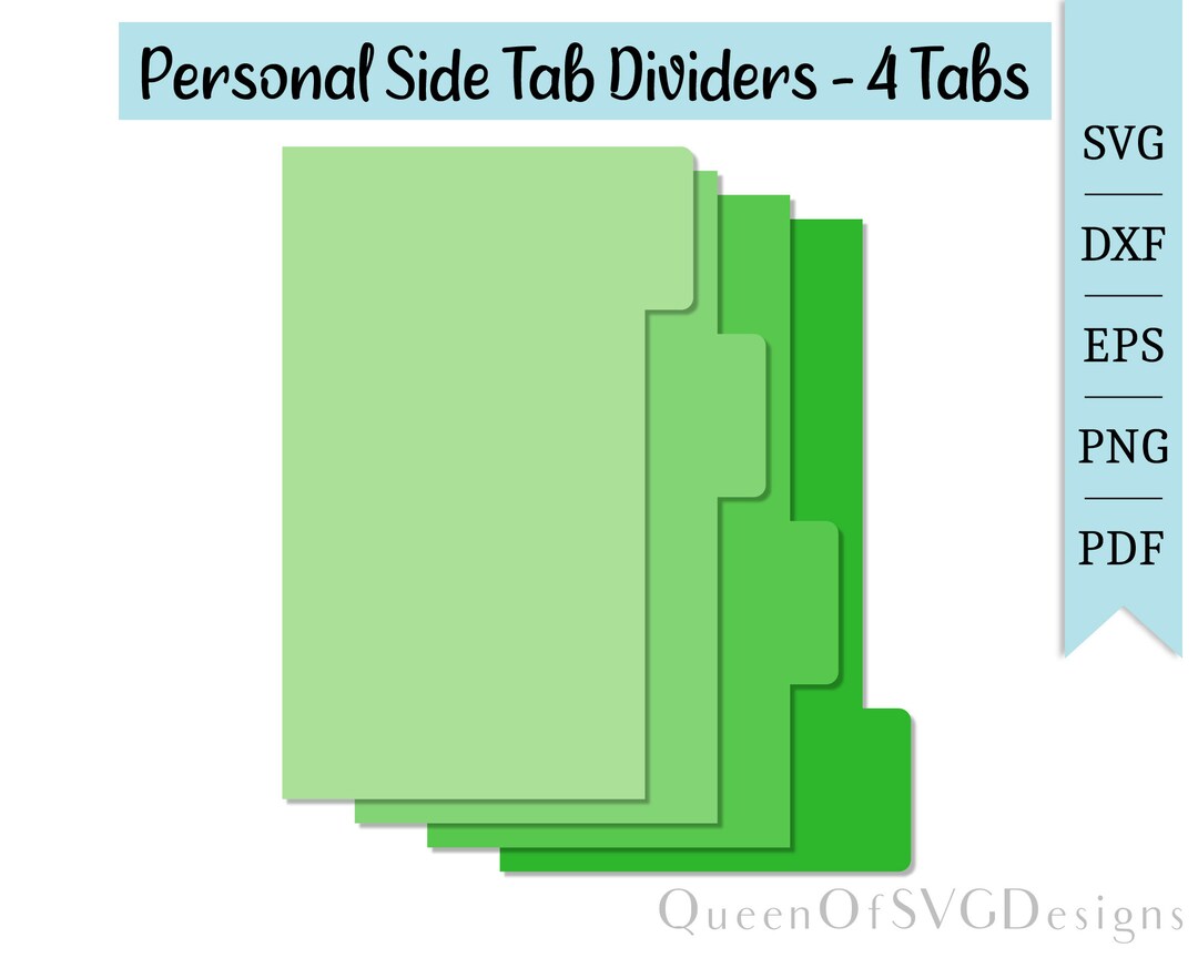 Personal Tab Dividers-4 Tabs SVG | Planning Clipart | Cut File Cricut ...