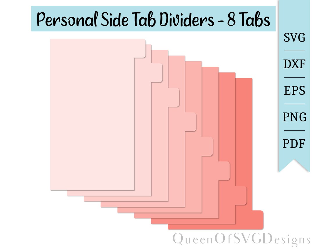 Personal Tab Dividers-8 Tabs SVG | Planning Clipart | Cut File Cricut ...