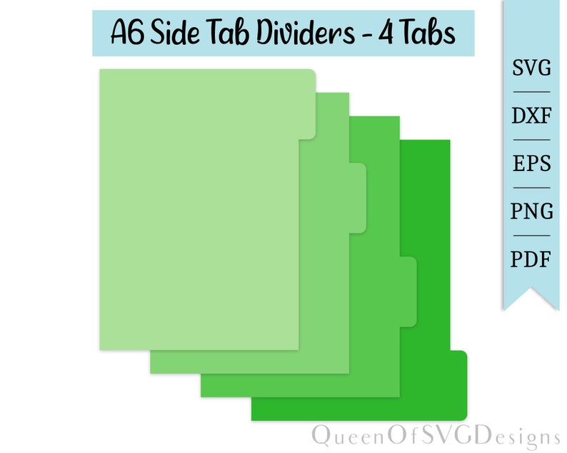 A6 Side Tab Dividers-4 Tabs SVG | Planning Clipart | Cut File Cricut ...