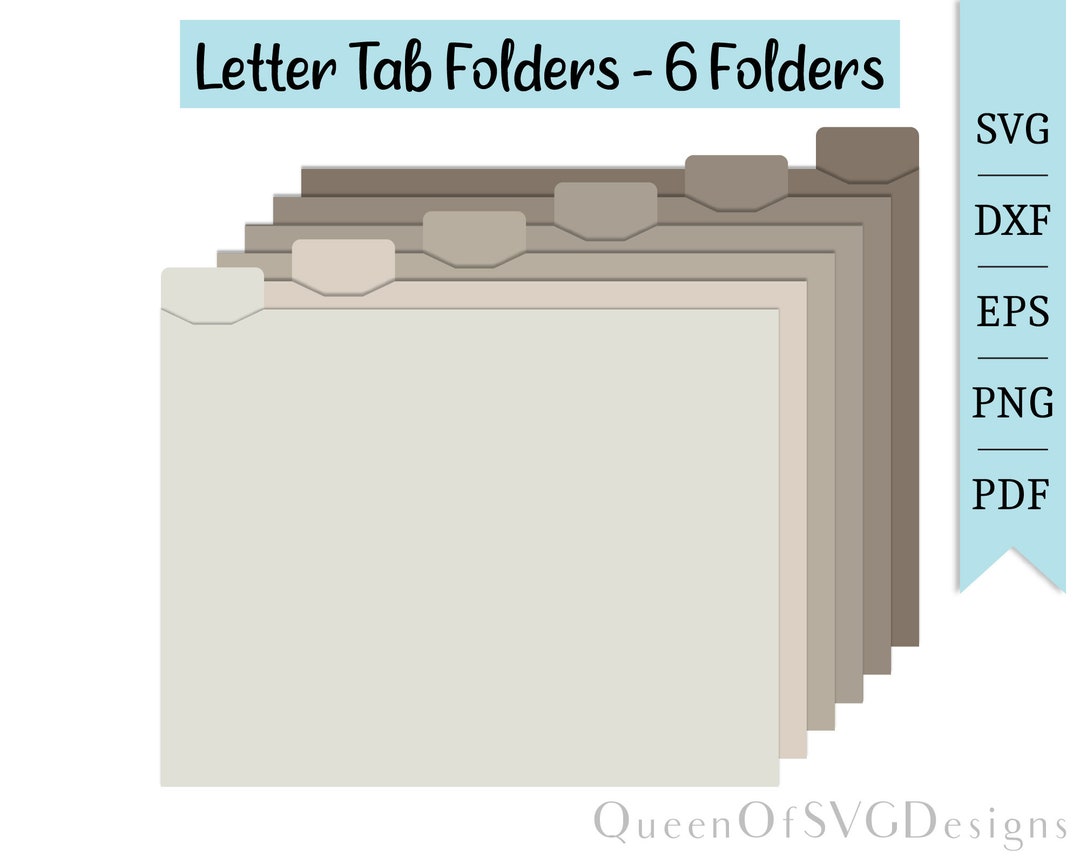 Letter Tabbed Folders -6 Folders SVG | Planning Clipart | Cut File ...