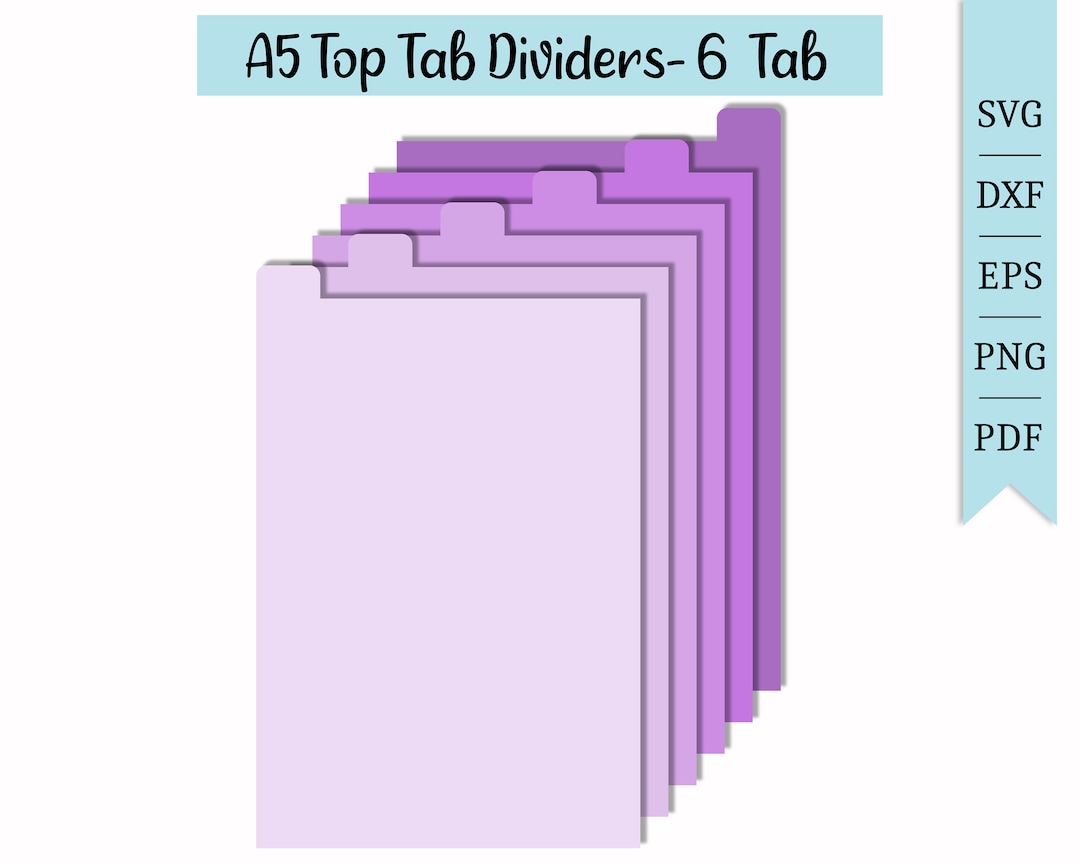A5 Top Tab Dividers-6 Tabs SVG | Planning Clipart | Cut File Cricut ...