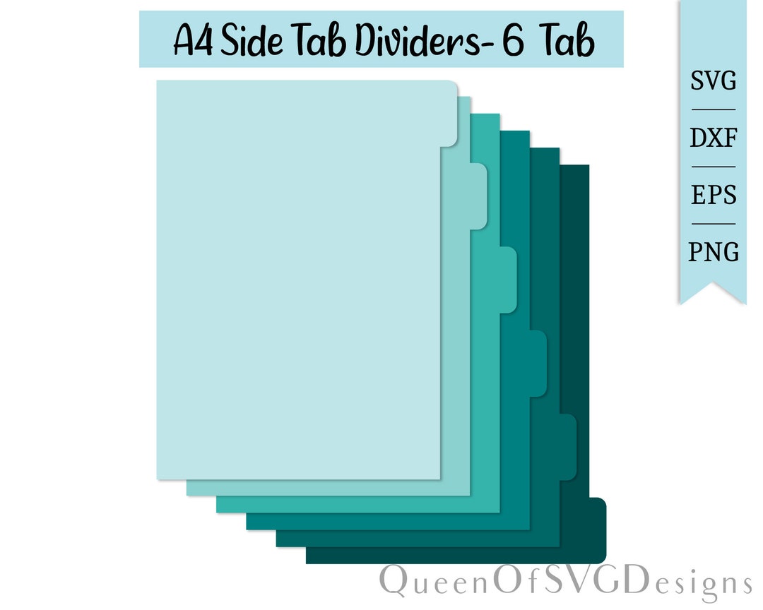 A4 Tab Dividers-6 Tabs SVG | Planning Clipart | Cut File Cricut ...