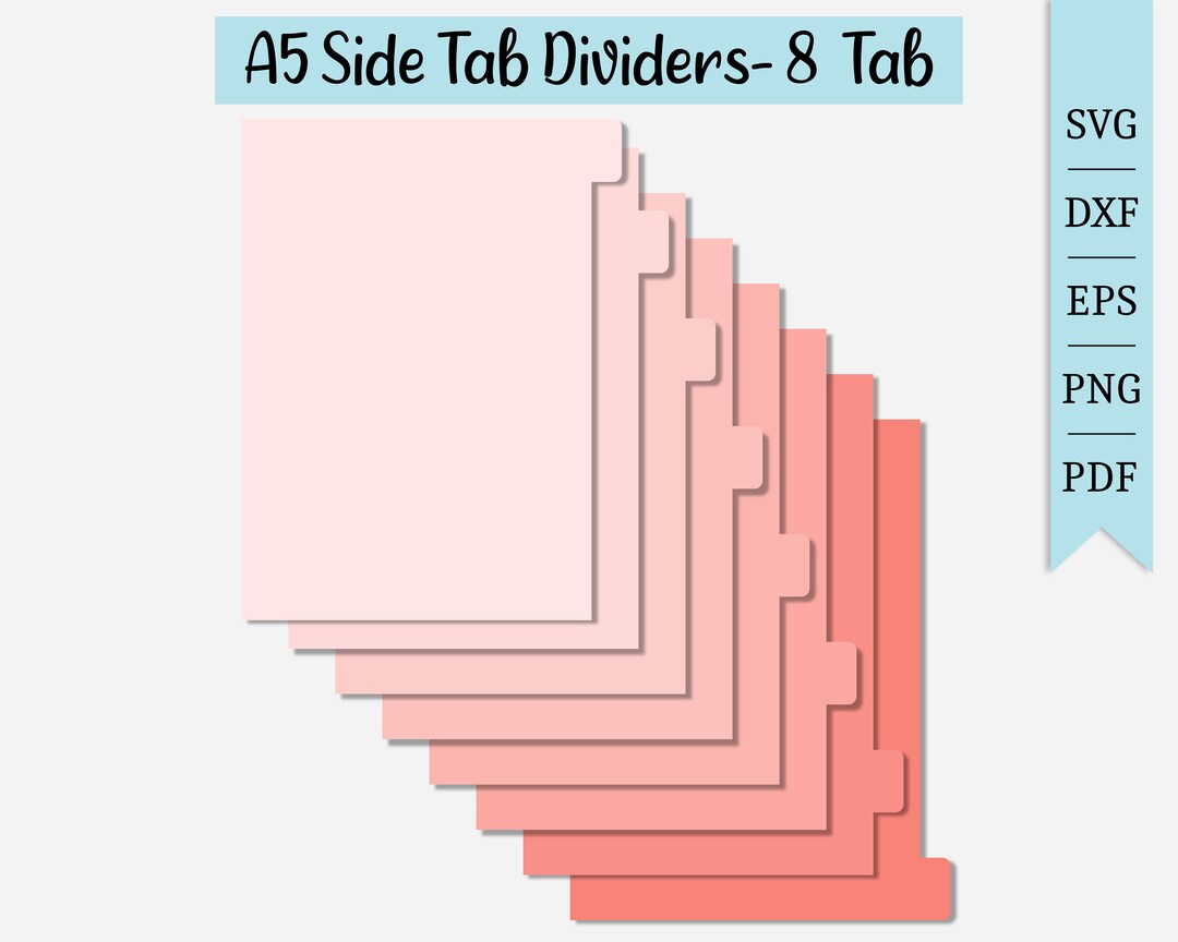 A5 Side Tab Dividers-8 Tabs SVG | Planning Clipart | Cut File Cricut ...