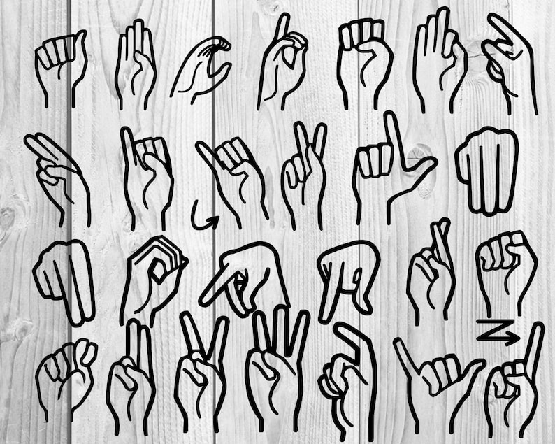 ASL Alphabet Bundle SVG Sign Language Clipart Cut File | Etsy