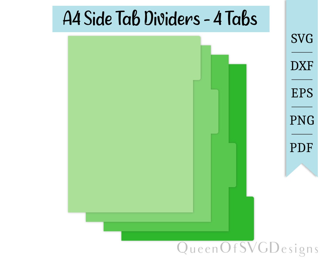 A4 Side Tab Dividers-4 Tabs SVG | Planning Clipart | Cut File Cricut ...