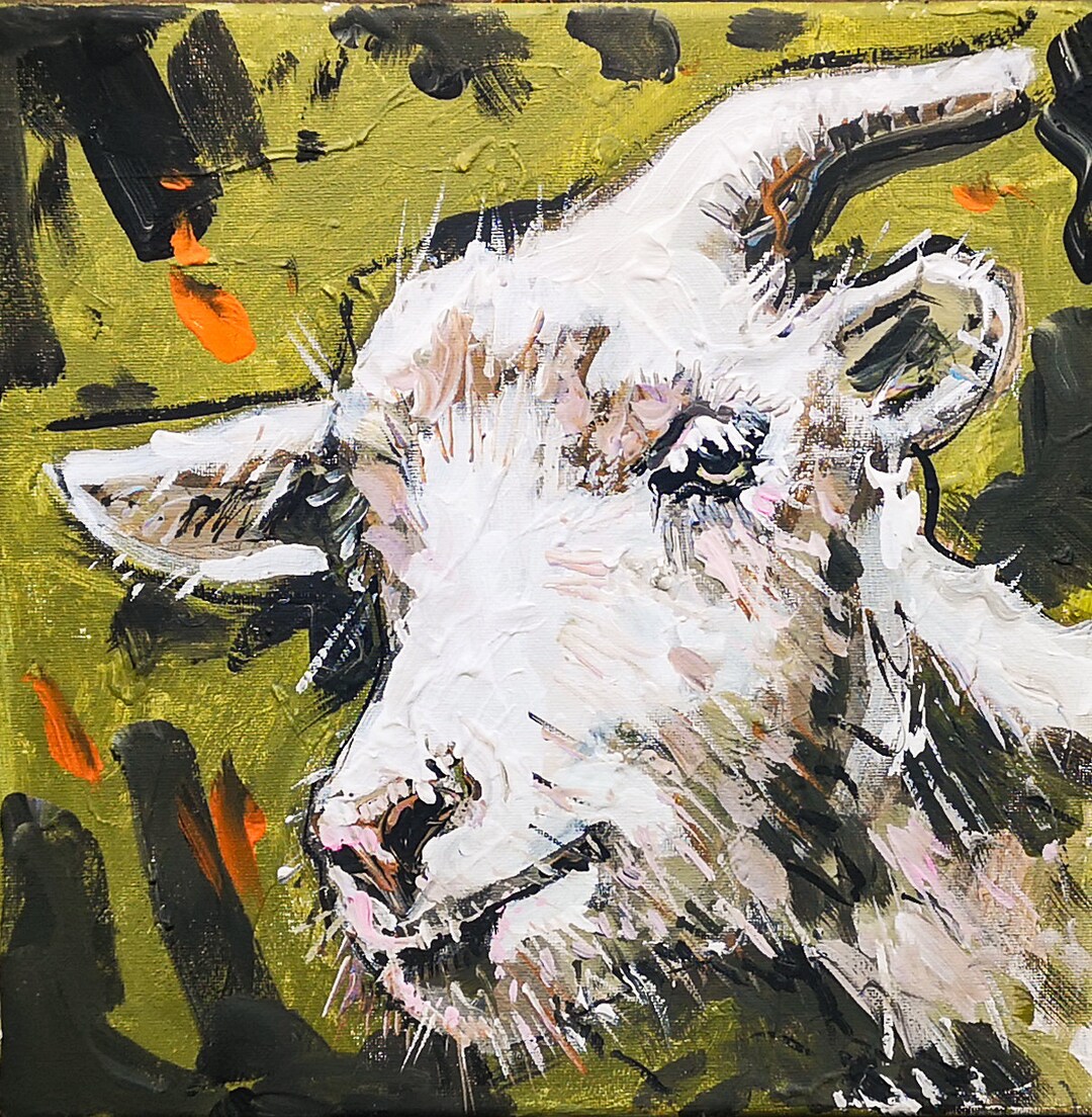 Goats Gaze Small Acrylic Goat Painting, Original Hand-painted Goat Art ...