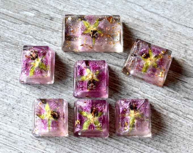 Pink Flowers and Gold 7PCS Resin Keycaps Set for Mechanical Keyboard ...