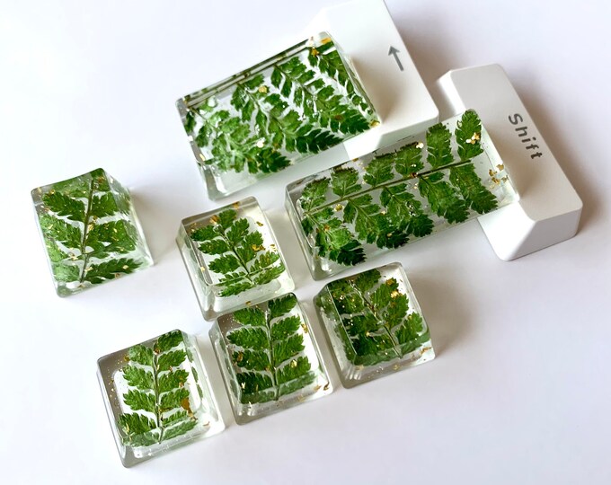Plant and Gold Keycaps Set for Mechanical Keyboard | Handmade Resin ...