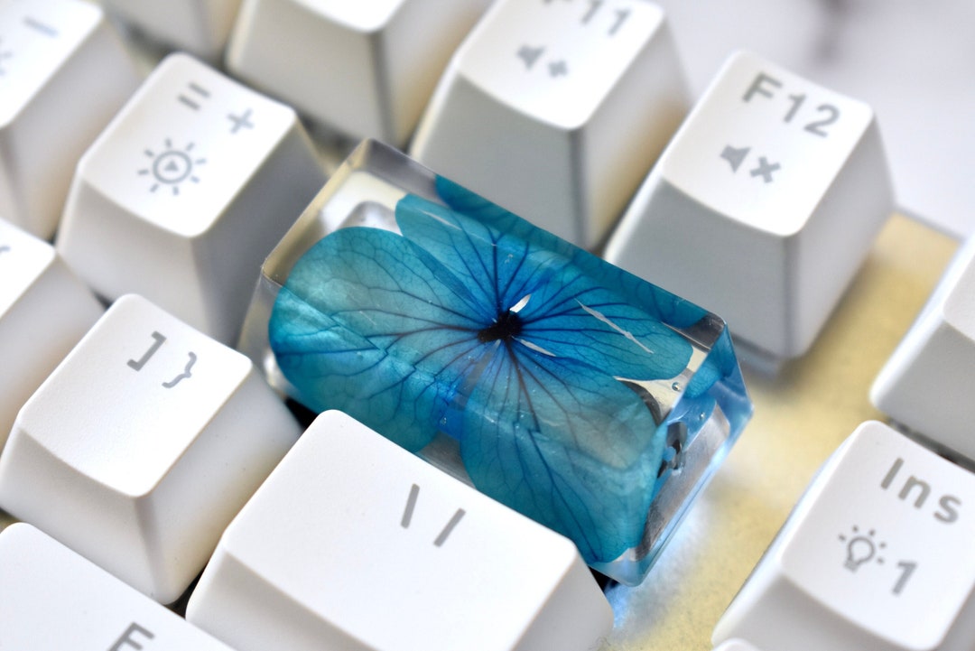 Backspace Resin Keycap With Blue Hydrangea Flower for Mechanical ...