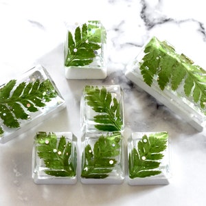 7PCS Plant Resin Keycaps Set With Natural Green Fern Leaves for ...