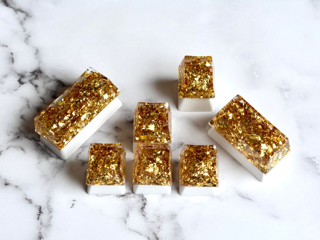 7PCS Resin Gold Foil Keycaps Set for Mechanical Keyboard | Arrow, Enter ...