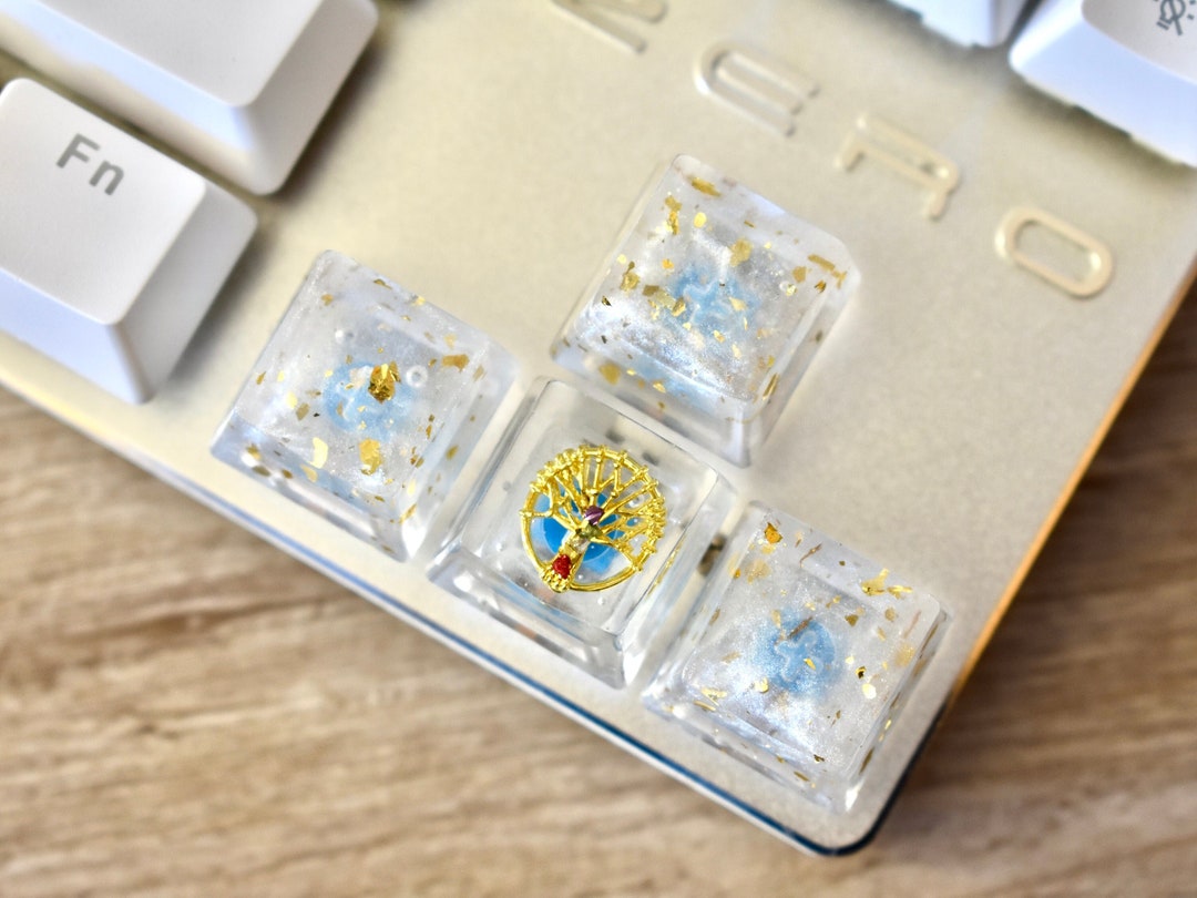 4PCS Resin Keycaps Set With Tree of Life and Golden Flakes | Arrow ...