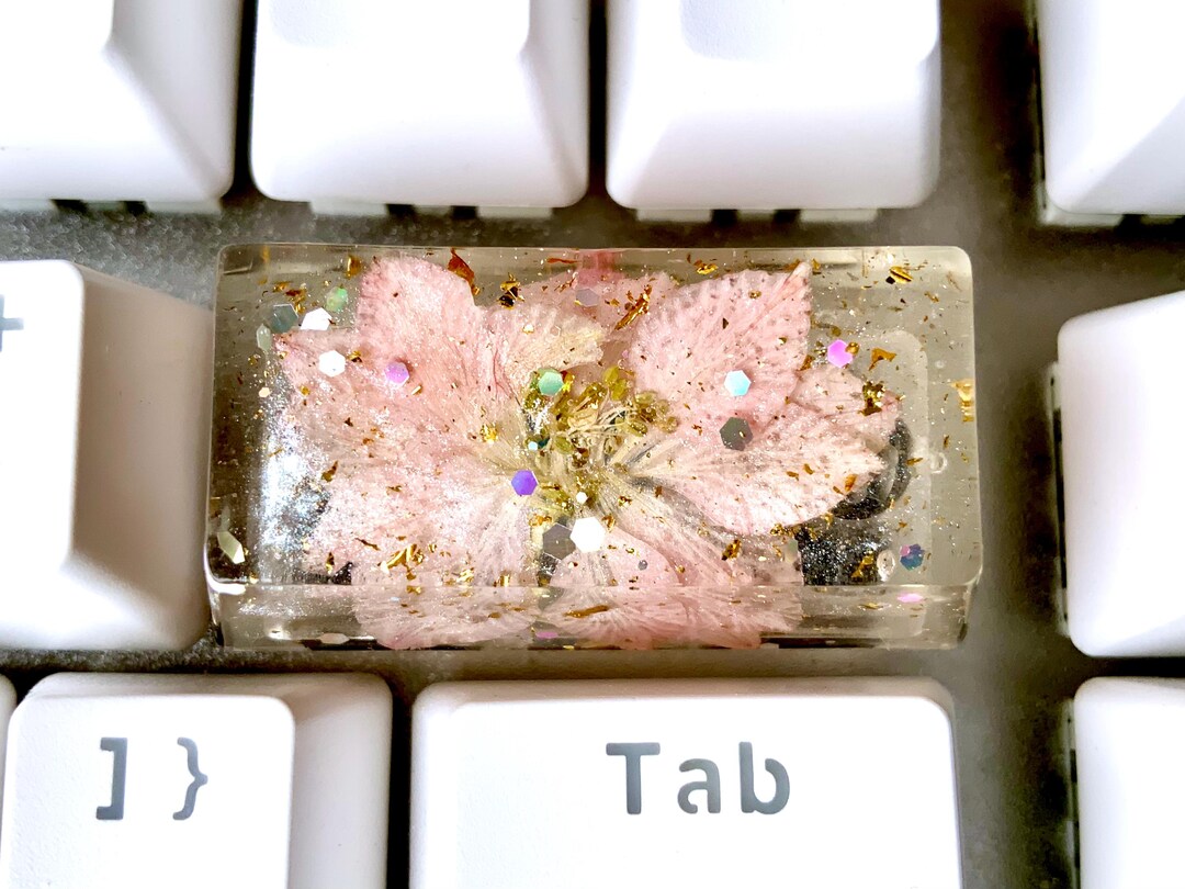 Backspace Resin Keycap With Natural Flower, Glitter and Gold for ...