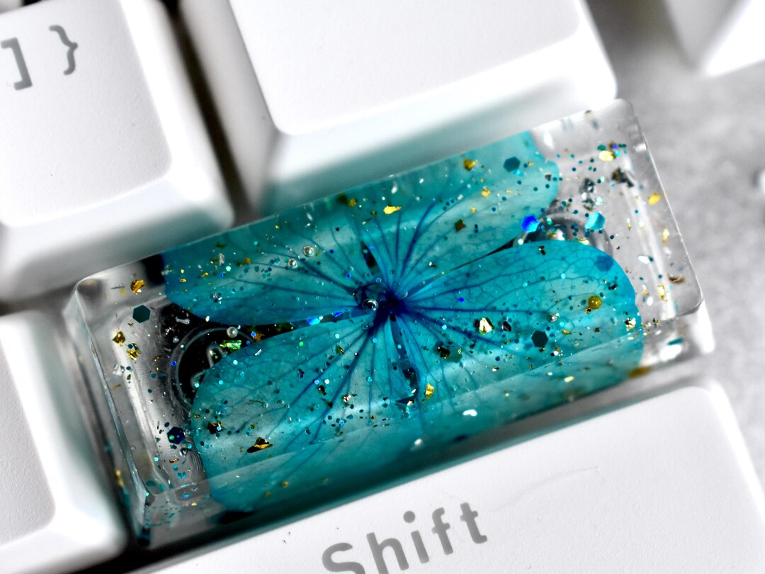 Left Shift/enter Resin Keycap With Real Blue Hydrangea Flower and ...