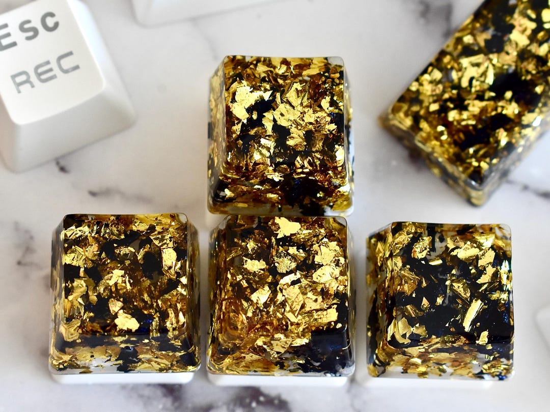 Handcrafted Gold and Black Resin Keycaps for Mechanical Keyboard | Mx ...