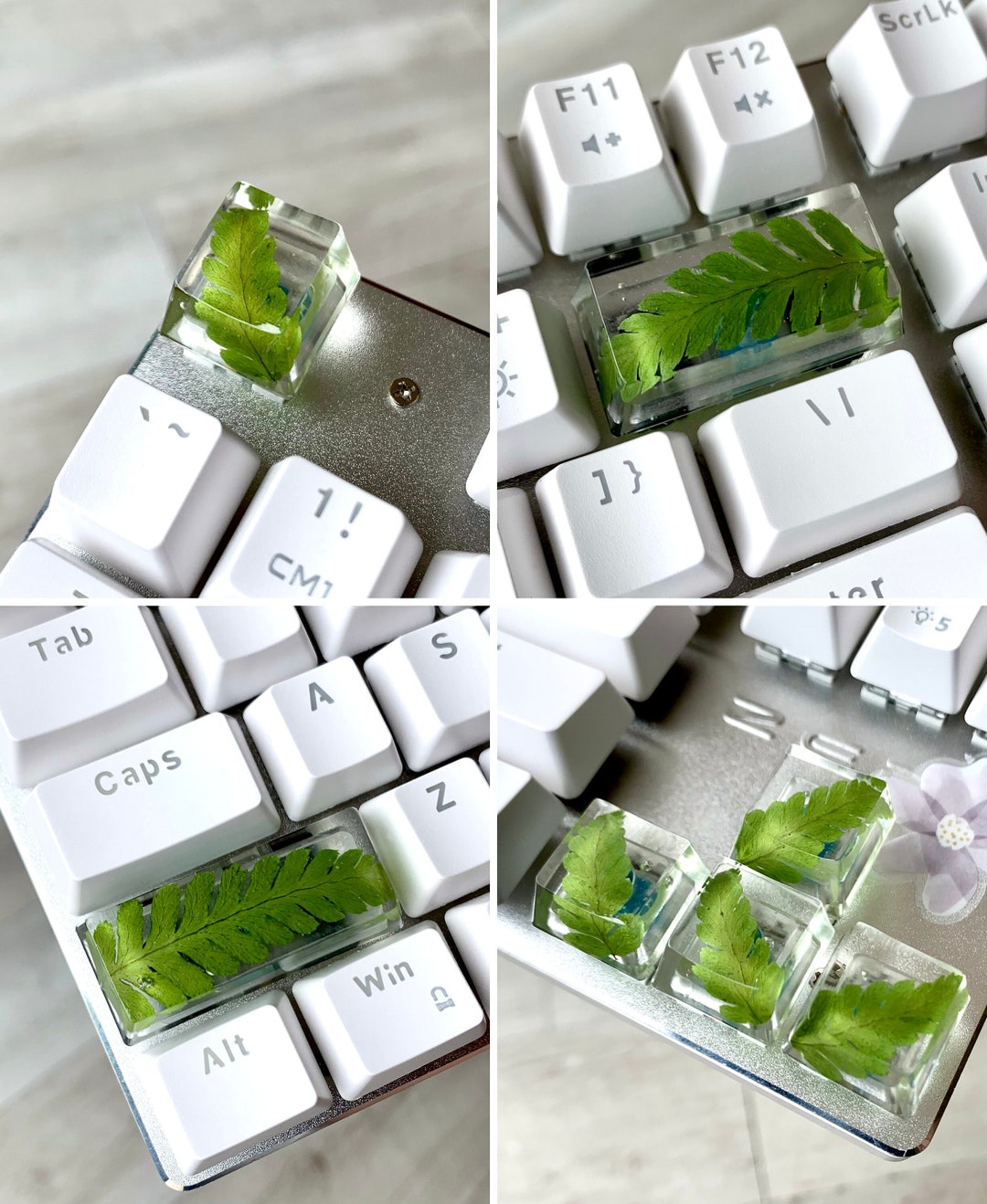 Plant Keycaps Set Handmade Resin Keycaps With Real Leaves of - Etsy