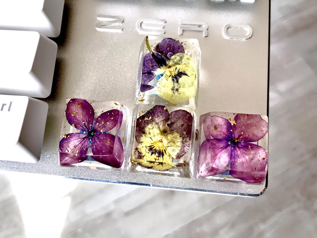 4PCS Flowers Epoxy Resin Keycaps | Arrow Set for Mechanical Keyboard ...