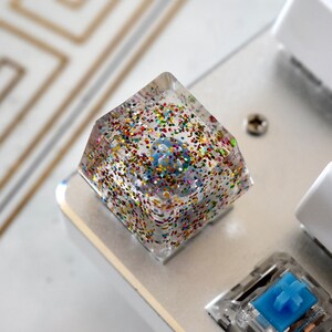 5PCS Keycaps Set With Natural Blue Flower Petals and Glitter | Handmade ...