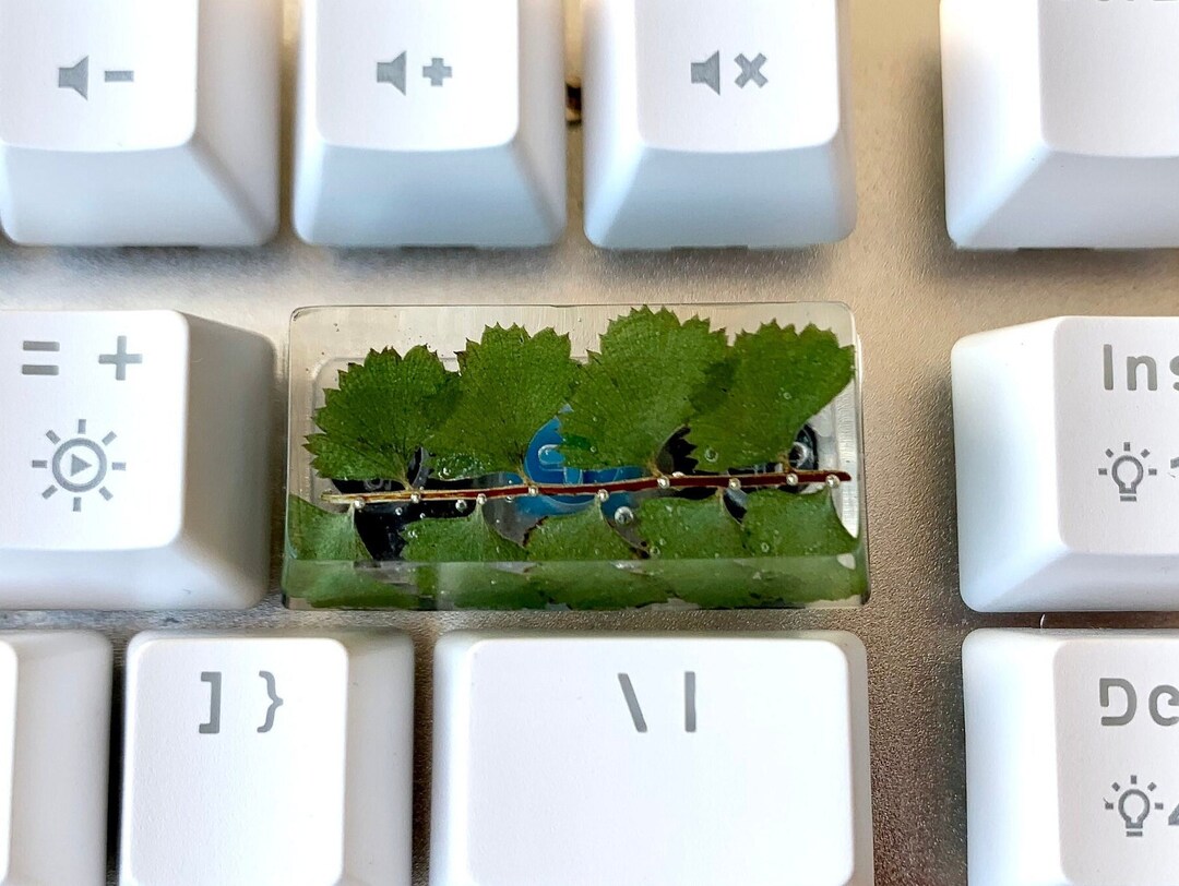 Backspace Resin Keycap With Real Leaf and Tiny Beads for - Etsy