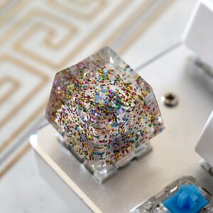 5PCS Keycaps Set With Natural Blue Flower Petals and Glitter | Handmade ...