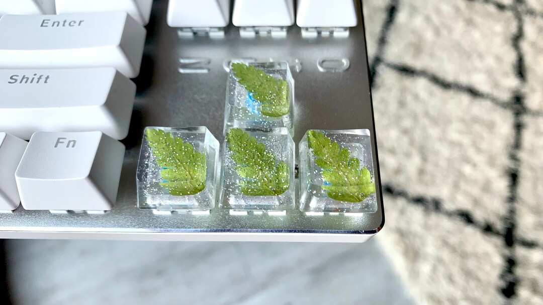 Arrow Keys With Fern and Glitter Handmade Resin Keycaps Set - Etsy