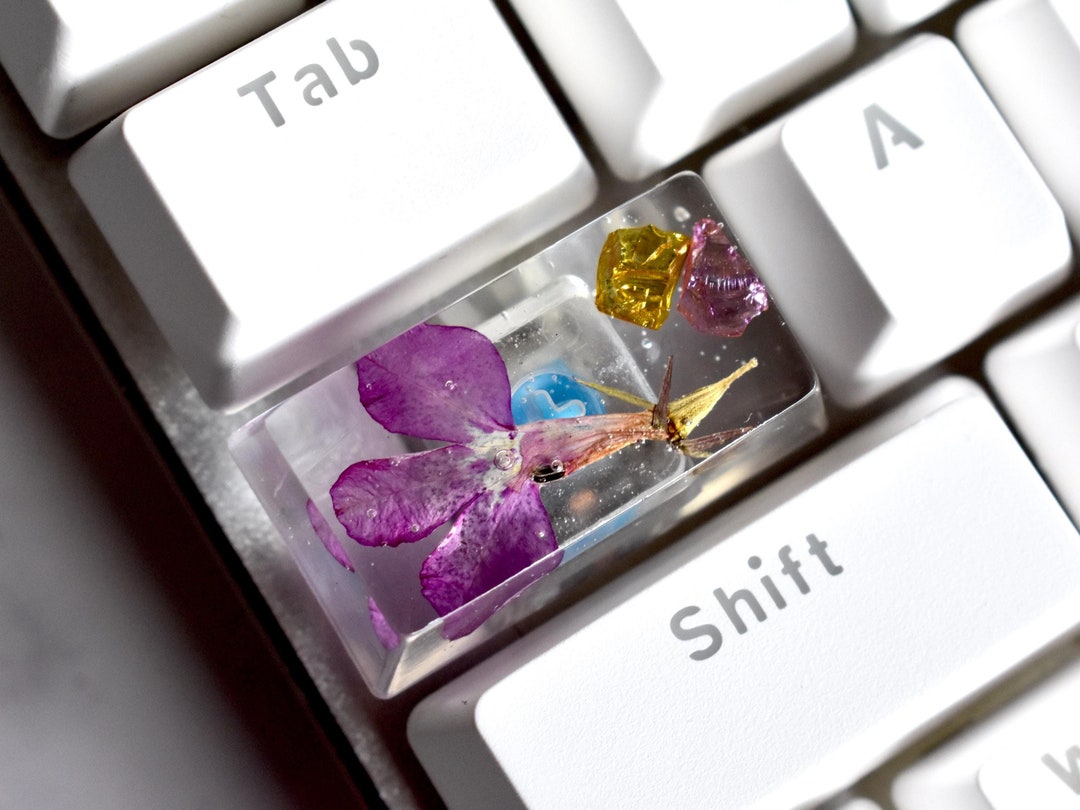 Capslock Resin Keycap With Natural Flower and Glass for Mechanical ...